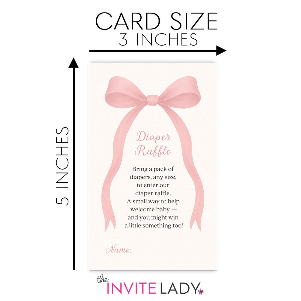 Pink Bow Baby Diaper Raffle Baby Shower – The Invite Lady