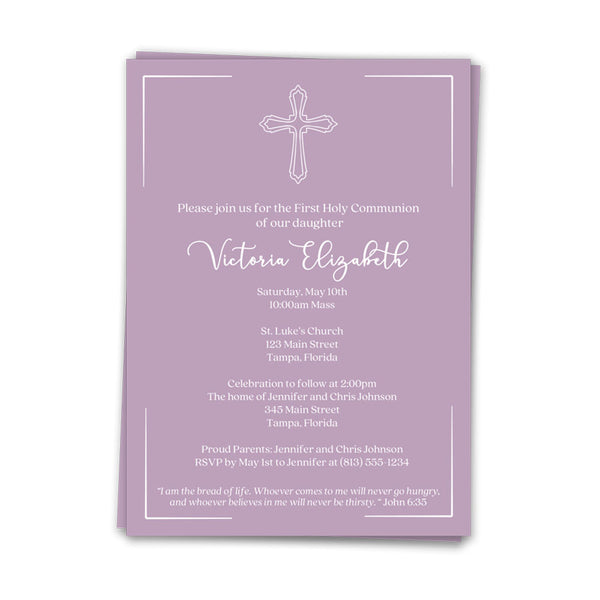 Simply Graced Purple First Holy Communion – The Invite Lady