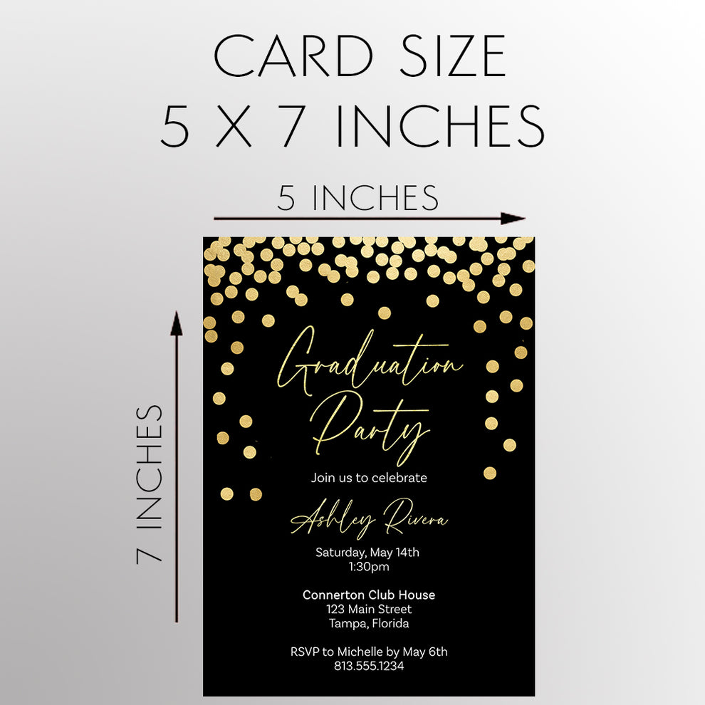 Glitter and Gold Graduation Party Invitation – The Invite Lady