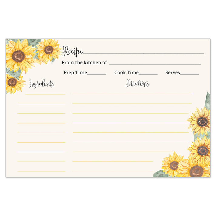 Sunflowers Recipe Card – The Invite Lady