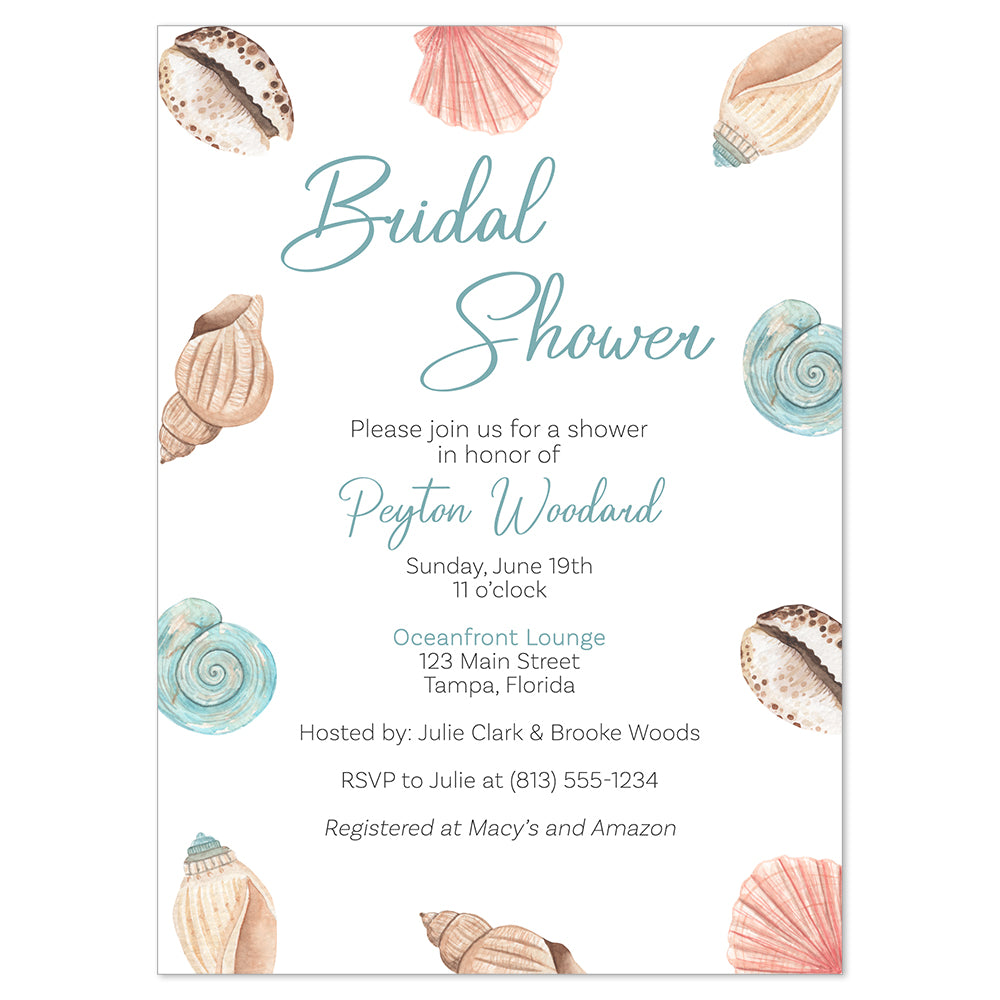Beach Shells Bridal Shower Invitation – The Invite Lady