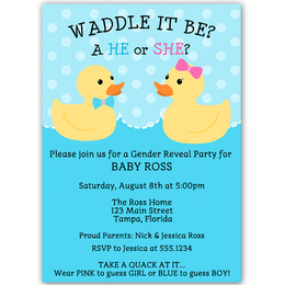 Waddle It Be Gender Reveal Party Invitation – The Invite Lady