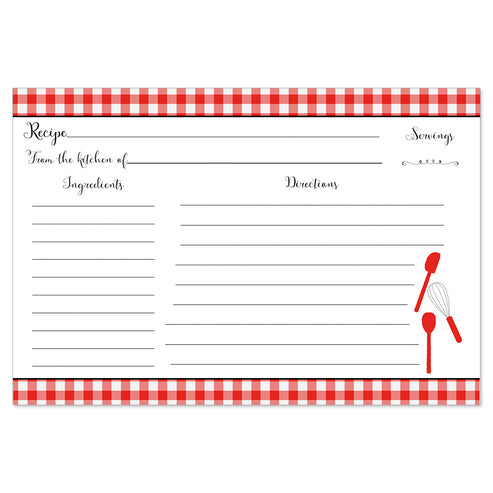 Red Gingham Recipe Card – The Invite Lady